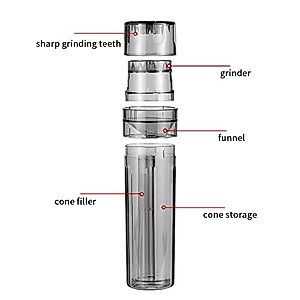 Portable Herb Spice Grinder Cone Rolling Machine Cone Case All-in-One Cone Loader Pre Roll Machine Free for 12 Pre-Roll Cones