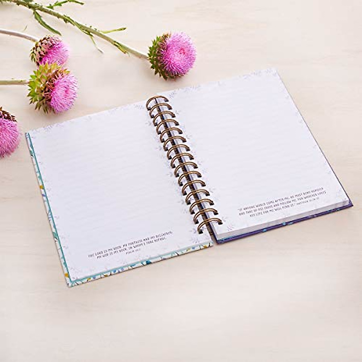 Christian Art Gifts Journal w/Scripture I Can Do All This Through Him Philippians 4:13 Bible Verse Purple Floral 192 Ruled Pages, Large Hardcover Notebook, Wire Bound