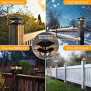 TWINSLUXES Solar Post Lights Outdoor 2 Modes Waterproof LED Solar Post Cap Lights for 3.5x3.5 4x4 5x5 and 6x6 Wooden&Vinyl Post,Fence Post Solar Lights for Garden/Patio/Porch Solar Powered(8 Pack)