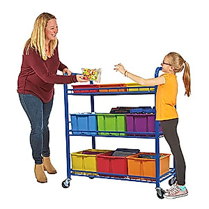 EAI Education Heavy-Duty Bins for Classroom, Office and Home, No Sharp Edges, Stackable, 14 3/8" L 11 1/2" W 7 1/2" H, Assorted Colors, Set of 6