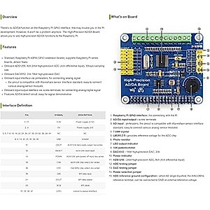 Waveshare High-Precision AD/DA Expansion Board for Raspberry Pi Series Boards/Jetson Nano Development