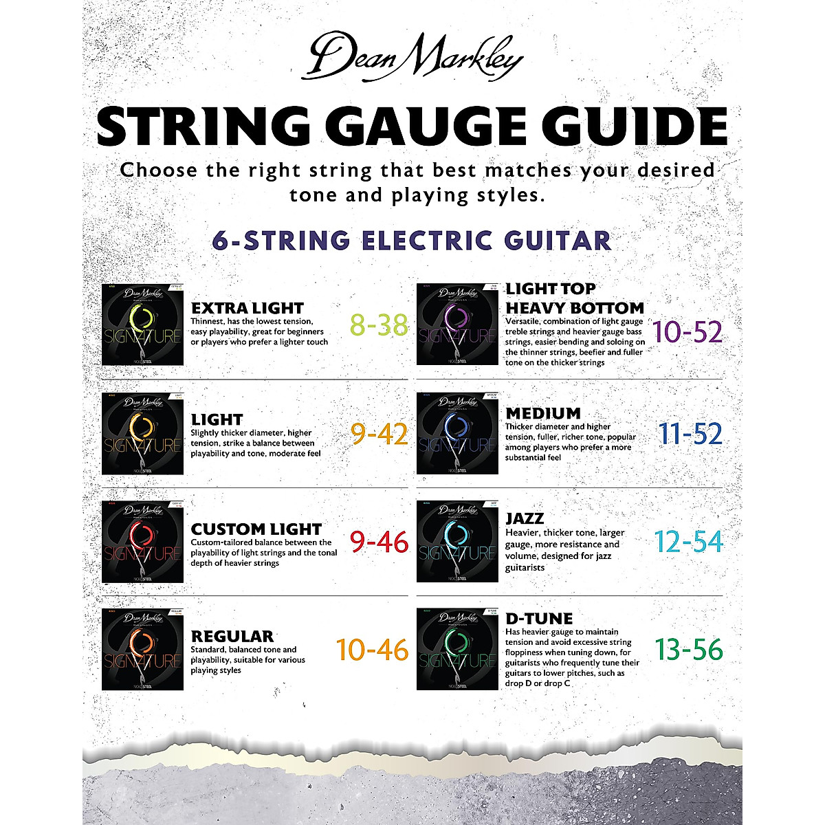 Dean Markley Electric Guitar Strings Nickel Steel Signature 6 String Set. Nickel Wound Guitar Strings Light Top/Heavy Bottom, Soft Electric Guitar Strings for a Superior Tone and Sustainability, 10-52, 2504 Light Top/Heavy Bottom Gauge