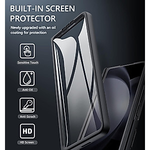 GBEE for Samsung Galaxy Z Fold 5 Case with Kickstand & Screen Protector & Card Holder & Sliding Camera Cover & Hinge Protection, Durable Rugged Stand Wallet Phone Case for Galaxy Z Fold 5 2023, Black