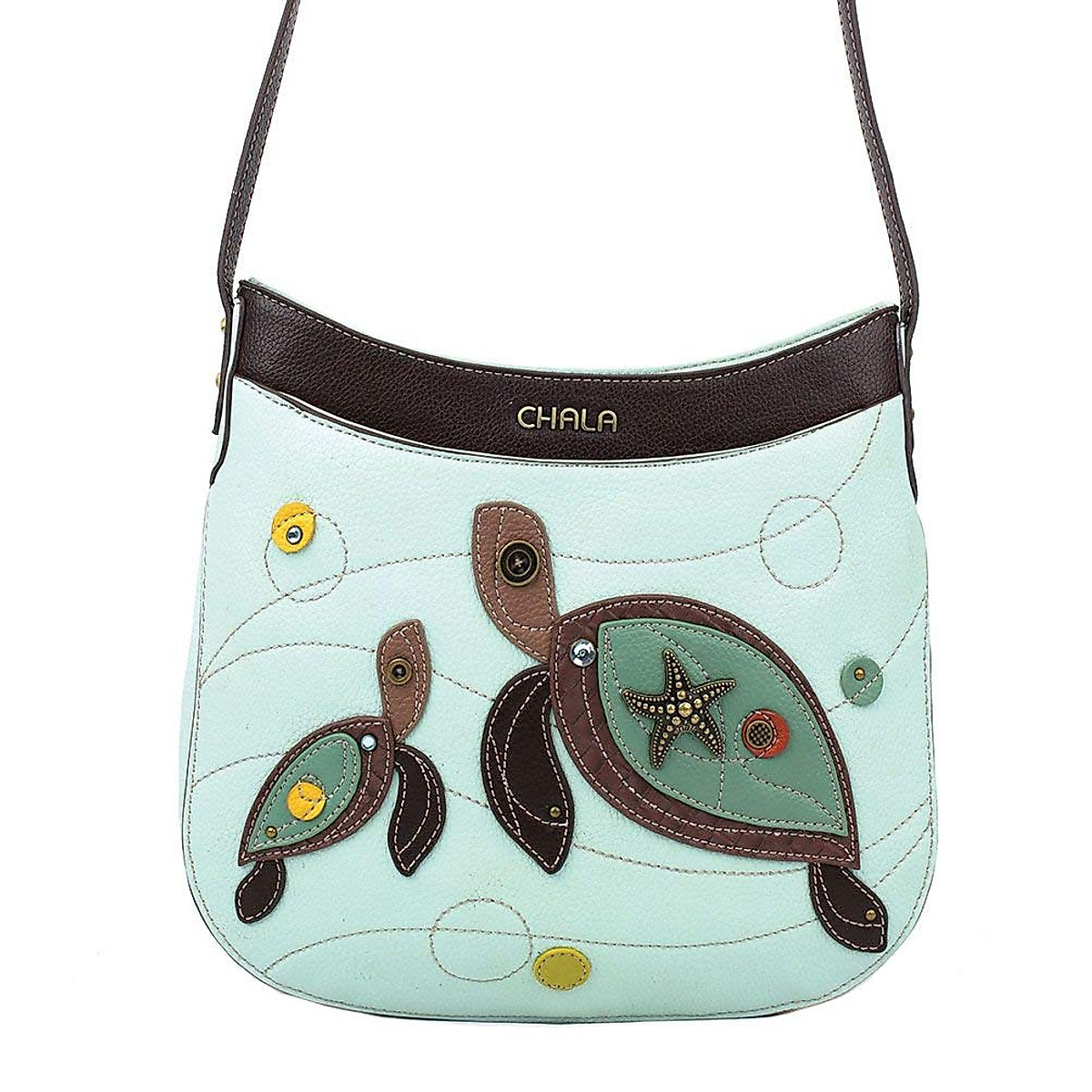Chala Handbags Sea Turtle Crescent Crossbody Handbag Purse, Turtle Lovers