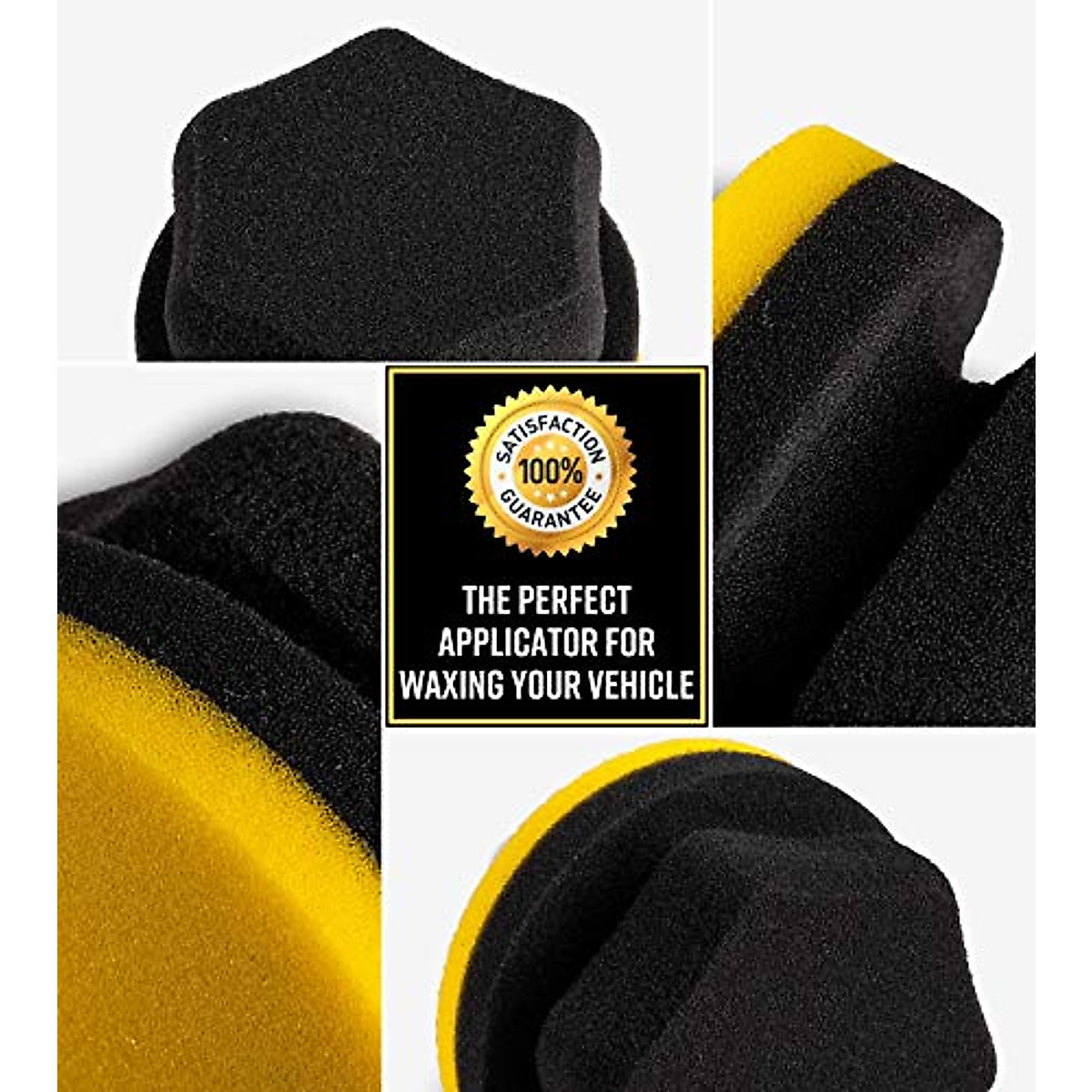 Adam's Yellow Hex Grip Car Wax Foam Applicator - Car Detailing Tool for Waxing Kit Glaze Sealant Liquid Paste Wax Ceramic Coating | Paint & Auto Part Accessories | Car Wash Kit Cleaning Supplies