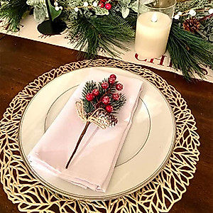 KEEPAA 10Pcs Christmas Artificial Berries Pine Cones Stems Decor, Faux Red Berry Stem Simulation Pinecones Branches for Xmas Tree Decorations, Floral Arrangement DIY Wreath Winter Holiday Décor