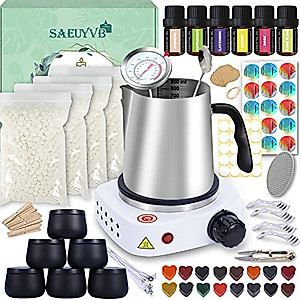 SAEUYVB Candle Making Kit,Candle Making Kit for Adults,Candle Making Kit with Hot Plate,Full Set Candle Making Supplies - DIY Starter Full Set Soy Candle Making Kit - Perfect as Home Decorations