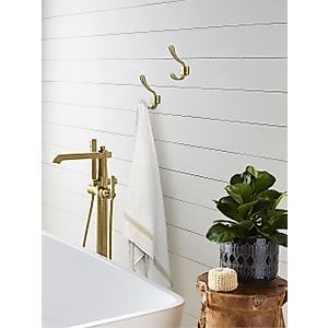 Amerock H37006BBZ | Vinland Double Prong Decorative Wall Hook | Golden Champagne Hook for Coats, Hats, Backpacks, Bags | Hooks for Bathroom, Bedroom, Closet, Entryway, Laundry Room, Office