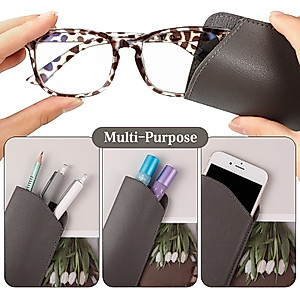 CREPUSCOLO 6 Pack Soft Glasses Cases, Leather Eyeglass Cases Glasses Pouch Travel Glasses Case for Women Men Kids