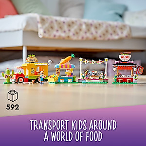 LEGO Friends Street Food Market 41701; New Food-Play Building Kit Promotes Imaginative Play; Includes Emma and Kitten Toy; Birthday Gift for Kids Aged 6+ (592 Pieces)