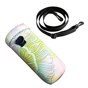HEABPY Neoprene Water Bottle Carrier ，Water Bottle Strap，Fits 500ml 750ml 1000ml Glass, Plastic, Meta Bottle, Holder with Shoulder Strap,Pouch, Pocket & Carrying Handle (1000ML, Colorful Mandala)