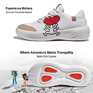 UIN Women's Art Painted Fashion Sneaker Wide Toe Lace-up Lightweight Comfort Walking Travel Shoes Bartello Ⅵ Give You My Heart 2 (7.5)