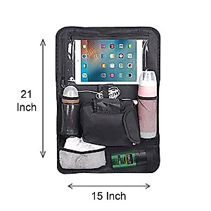 Prorighty Multi-Purpose Car Back Seat Organizer for Seat Protection with 12 Pockets for Storage| Tablet or iPAD Holder-Great for Car Trips