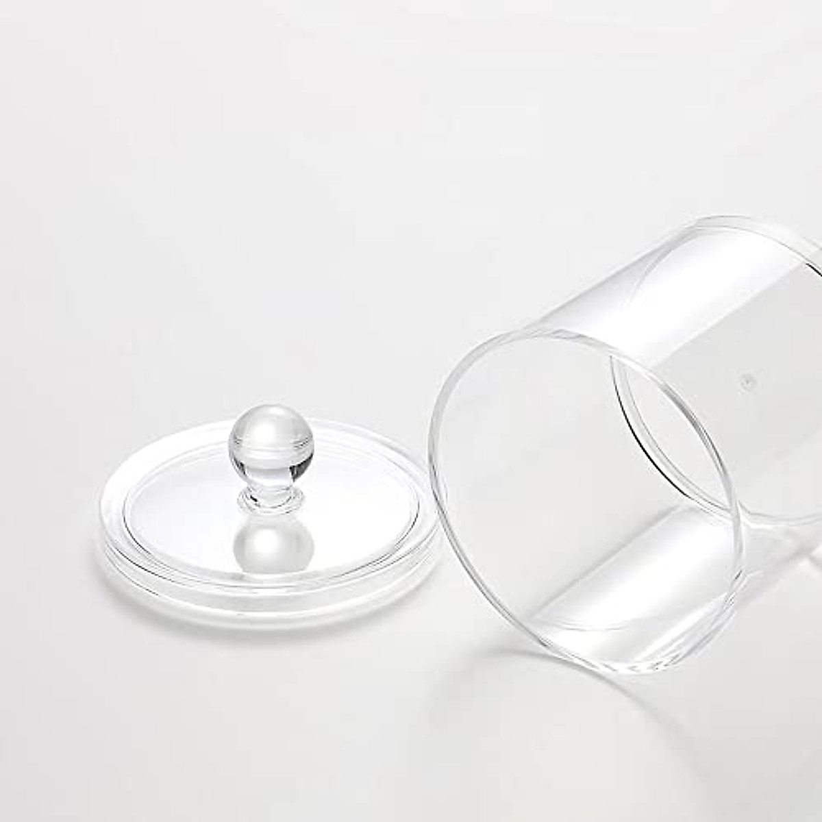 CLEAMAISONN Cotton Bud Holder 10 Oz Bathroom Jars with Lids for Cotton Ball Swab Pad Cotton Pad Holder (1pcs)