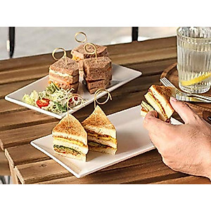 Lawei 3 Tier Serving Stand Porcelain Serving Platters, 12 Inch Rectangle White Plates with Collapsible Sturdier Rack, Three Tiered Cupcake Tray Serving Display Plate Rack for Weddings Parties Birthday