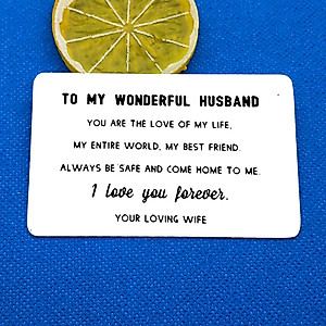 Engraved Wallet Insert Card for Husband Wedding Gifts from Wife I Love You Wallet Card for Men Valentines for Husband Christmas Birthday Gifts for Husband Him, Always be safe and come home to me