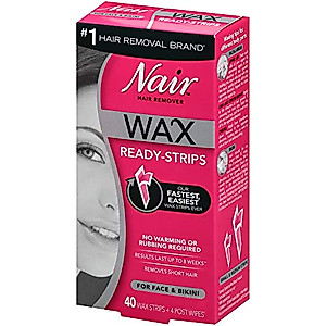 Nair Hair Remover Wax Ready-Strips for Face & Bikini, 40 CT