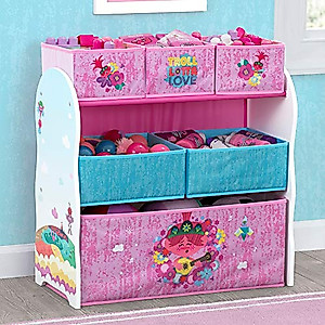 Delta Children Chair Desk with Storage Bin + Design and Store 6 Bin Toy Storage Organizer, Trolls World Tour (Bundle)