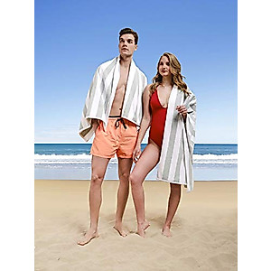 American Soft Linen Beach Towel, Cabana Striped 100% Cotton Pool Towels, 30x60 in Oversized Beach Towels, Soft Absorbent Sand Free Swim Towels, Mint Green