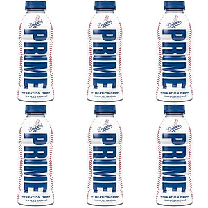 Prime Hydration Drink Limited Edition LA Dodgers, 16.9 Fl Oz, Los Angeles Dodgers Prime Hydration Drink, 6 Bottles