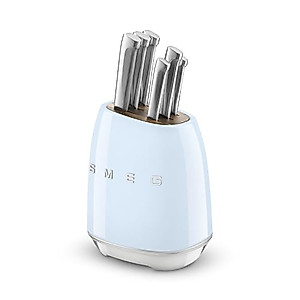 Smeg Pastel Blue Stainless Steel Knife Block Set