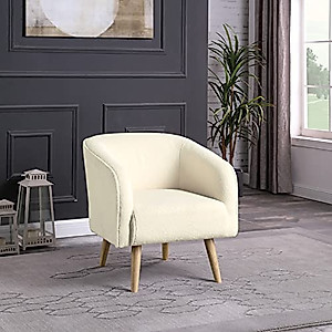 HomePop Modern Swoop Accent Chair, Cream