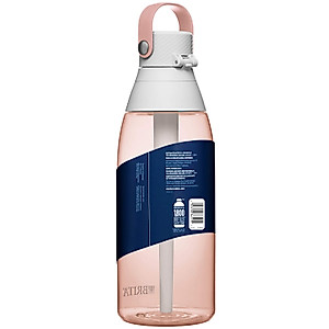 Brita Insulated Filtered Water Bottle with Straw, Reusable, BPA Free Plastic, Blush, 26 Ounce