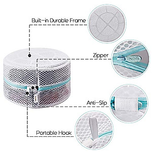 Plusmart Large Mesh Lingerie Bags for Laundry, Bra Washing Bag for Washing Machine/Washer, F to G Cup, 3 Pack White