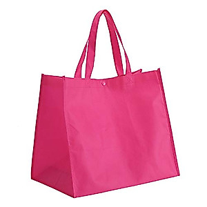 Tosnail 12 Pack Reusable Grocery Shopping Bags, Large Foldable Tote Bags Bulk, Fabric Bags with Long Handle for Shopping Groceries Clothes - Purple, Orange, Pink