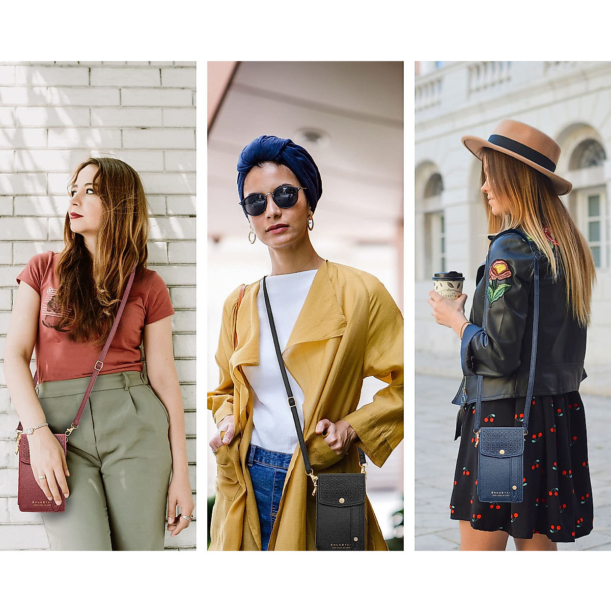 SNUG STAR Multi-purpose Card Holder Wallet-RFID Blocking,Lightweight Zipper Pocket Crossbody Bag with Touch Screen Purse for Most iphone Cell phones (Marble white)