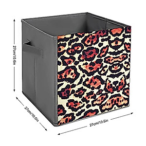 Cute Animal Print Storage Bin Foldable Cube Closet Organizer Square Baskets Box with Dual Handles