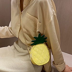 Goclothod Women Pineapple Shoulder Bag Mini Crossbody Bag Chain Purse