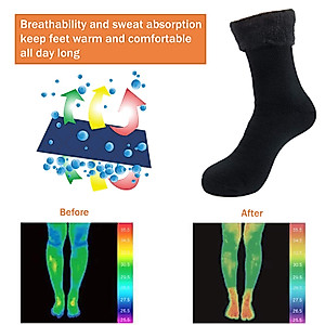 Thermal Socks for Men Thick Insulated Heated Socks Winter Warm Socks for Cold Weather(Dark Black) 4 pack