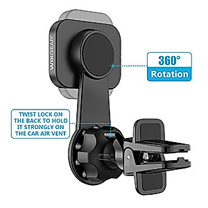 WixGear Universal Air Vent Twist Hole Magnetic Phone Holder for Car, for All Cell Phones with Fast Swift-Snap Technology, Will Not Block Air Vent Flow - for Vertical and Horizontal Vent