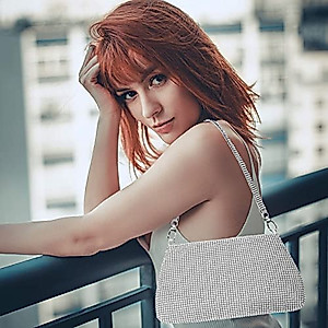 Desy & Feeci Silver Evening Bag, Full Rhinestone Clutch Purses for Women Lady Girl Bride Prom Cocktail Party Wedding