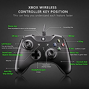 YUYIU 【Upgraded Wired Controller for Xbox Series X|S, Xbox One, Windows 10 and above, PC Controller with 3.5 mm Audio Jack, Black