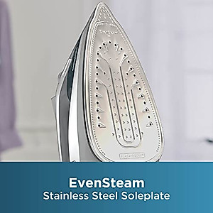 BLACK+DECKER® One Step Steam Iron with EvenSteam Stainless Steel Soleplates and SmartSteam Control, Grey