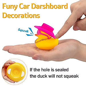 wonuu Car Rubber Duck Car Duck Decoration Dashboard Car Ornament for Car Dashboard Decoration Accessories with Mini Flower Hat Swim Ring Necklace and Sunglasses, I_red Heart Glasses&Pink Hat