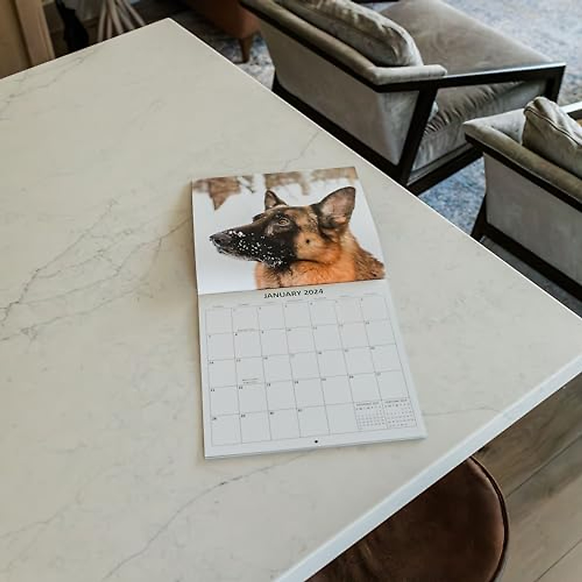 DOGS Monthly Wall Calendar | 12" x 24" | Thick Sturdy Paper | Dog Calendar 2024-2025 (Shepherds)