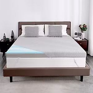 Extra Firm Mattress Topper 4 Inch Queen, Reversible Firm Memory Foam Bed Topper for Pain Relief, High-Density Gel Bamboo Charcoal Mattress Pad with Removable Cover, CertiPUR-US Certified, No Smell