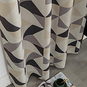 SNLARFOX Geometric Fabric Blackout Curtain, Ombre Blue Cubes Like Print Diamond Polyester Window Curtain Set, 63-Inch Living Room/Home Decor Curtains