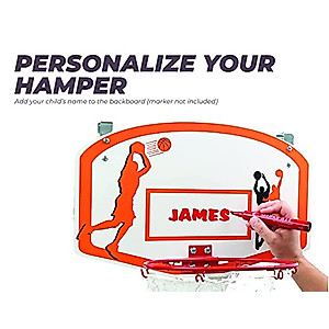 Etna Over the Door Basketball Laundry Hamper -Space Saving Hanging Laundry Hamper with Metal Ring, Backboard, Drawstring Bag-Fun Laundry Hamper to use in Kids Room, Dorm Rooms, Dunk Away Dirty Laundry