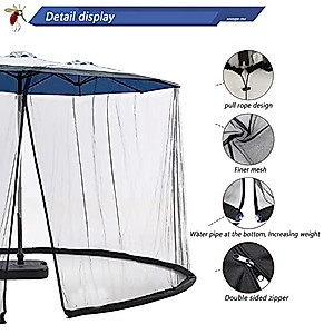 SOOSPE-MZ Mosquito Netting For 15FT Patio Umbrella Double-Sided, Screen Walls Zipper Double Door Black (for 15FT umbrella)