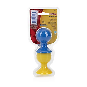 Nuby Silly Rattle Ball Interactive Suction Toys, 2 Piece, Blue/Yellow