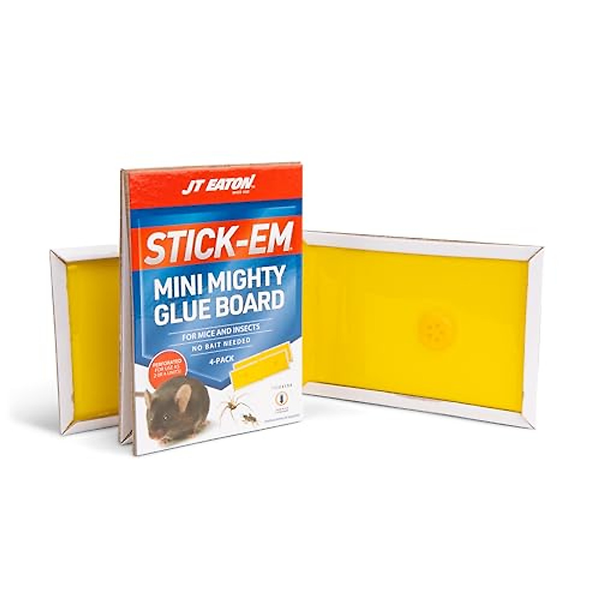 JT Eaton 154 Stick-Em Mini Mighty Glue Boards - Heavy Duty, No-Mess, Child & Pet Safe, 2-Pack