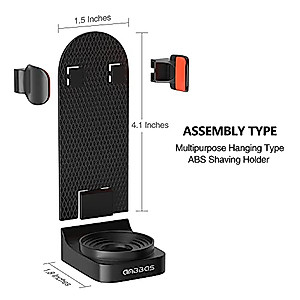 2IN1 Shaving Brush with Holder Set,Anbbas Synthetic Badger Brush with Wood Handle,Black ABS Wall Mounted Adjustable Shaving Stand for Most Wet Shave Brushes