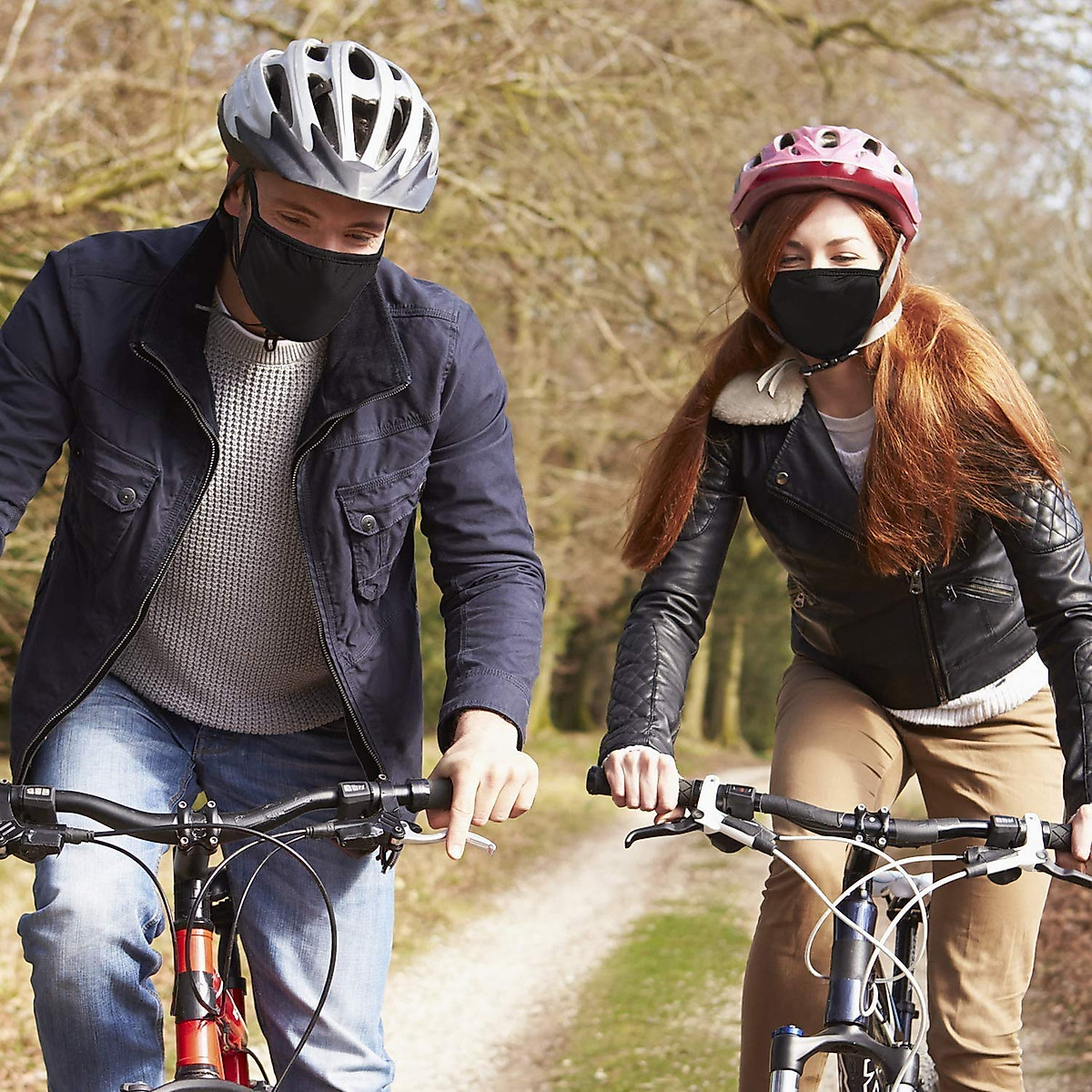 6pcs/Pack Black Mask Windproof Dustproof Masks Breathable Reusable Washed for Outdoor Sport Half Face Earloop Cotton Masks