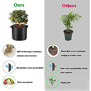 6 Pcs 5 Gallon Grow Bags for Vegetable, Heavy Duty Thickened Nonwoven Fabric Pots with Handles, Durable Breathe Plant Container for Potato, Carrot, Onion, Flower, Indoor and Garden