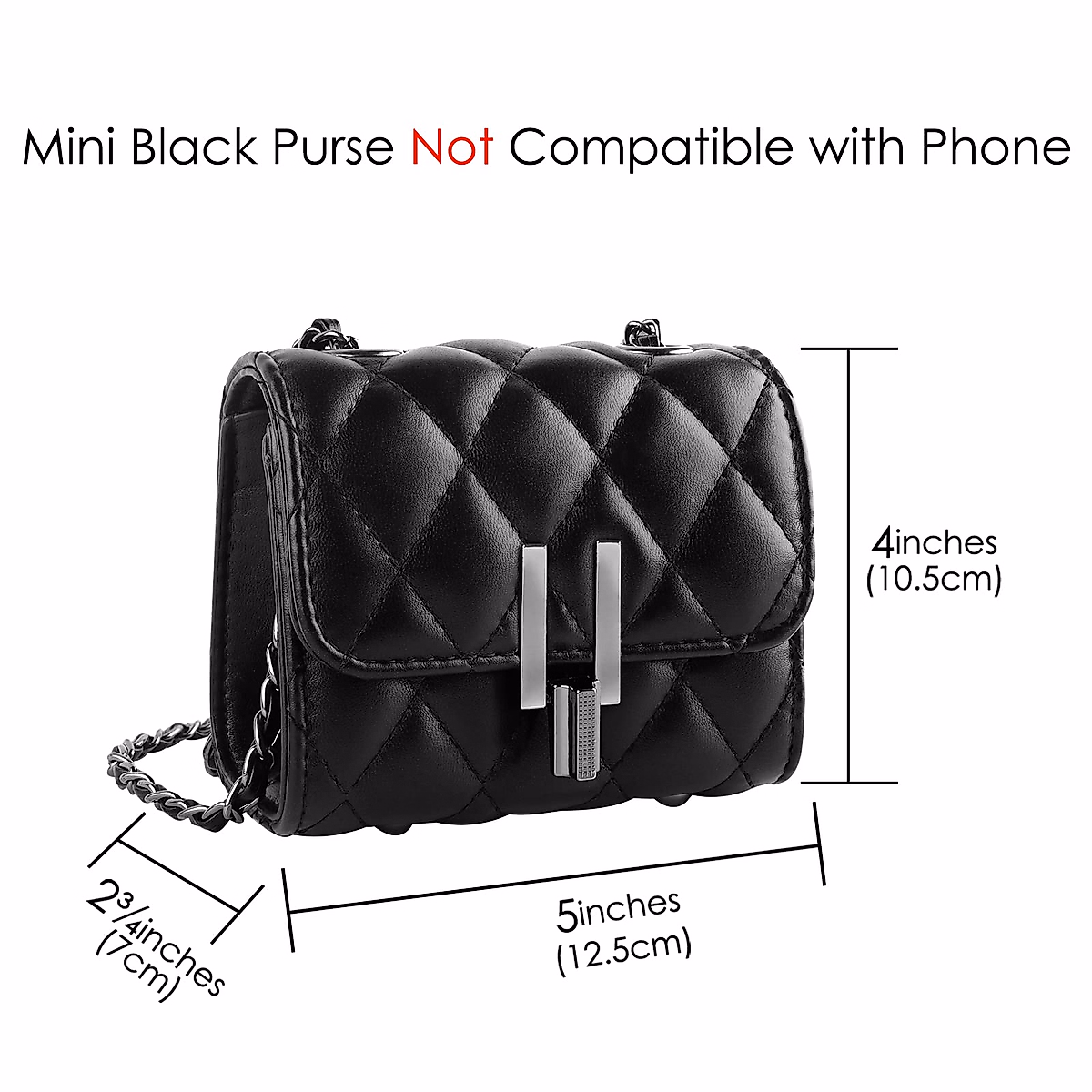 Mini Purse Clutch for Women, Black Quilted Lattice Mini Cute Crossbody Bag, Trendy Small Shoulder Handbag with Chain Strap