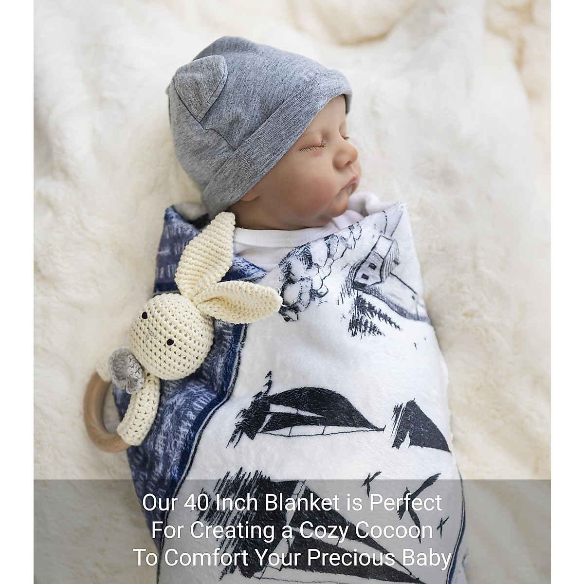Woodland Creatures Personalized Blanket for Baby Boy, Infant & Toddler Minky Personalized Baby Blanket with Name - Custom Baby Blanket, Personalized Baby Blankets for Boys (30"x40" White Back)